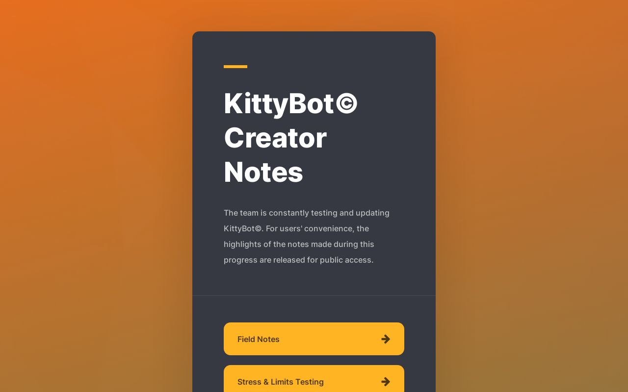 KittyBot© Creator Notes